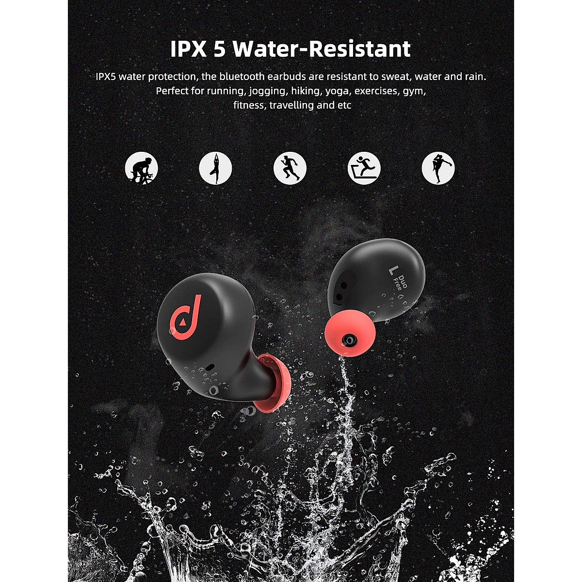 dyplay Wireless Earbuds Bluetooth 5.0 True Wireless Headphones in-Ear Stereo USB-C Quick Charge Waterproof TWS Wireless Earbuds with aptX 3D Stereo Sound,Single Mode Touch Control and CVC 6.0 Mic