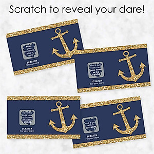 Big Dot of Happiness Last Sail Before the Veil - Nautical Bridal Shower and Bachelorette Party Game Scratch Off Dare Cards - 22 Count