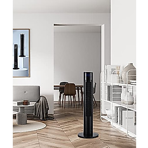 MEPTY Tower Fan with Remote, 36’’ Oscillating Fan with 3 Speeds,3 Modes,Portable Standing Floor Fan with Timer,Quiet Cooling Fan,Bladeless Fan for Bedroom,Office,Living Room,Black