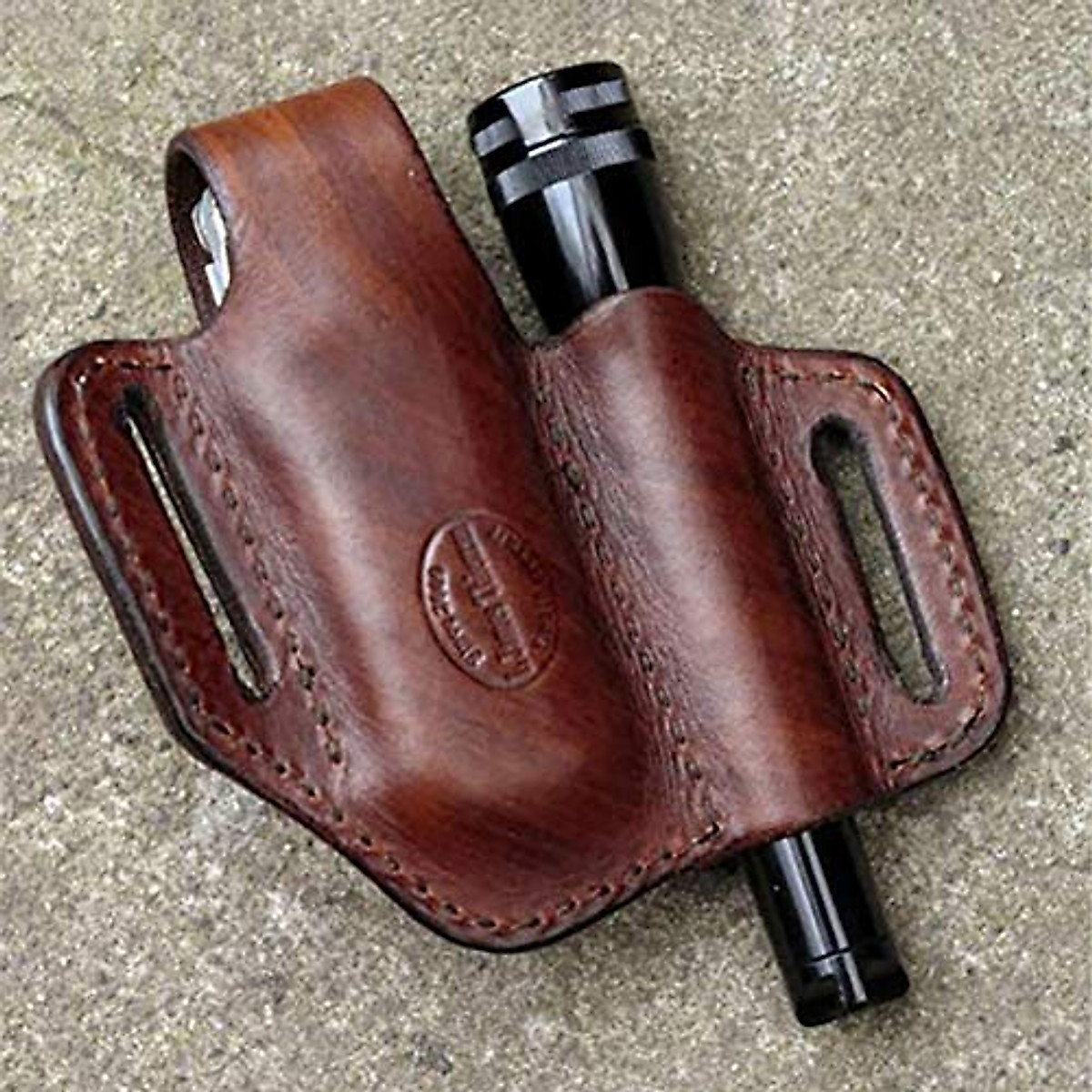 Timpfee Knife Belt Sheath,Leather Sheath, Knife Leatherman Holster with Pen Holder, Key Fob Organizer Sheath for Belt and Flashlight Sheath Multitool Pouch Tactical Pens Tools Black