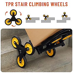 Stair Climber Trolley Cart Dolly, 330 Lbs Capacity Heavy Duty Stair Climber Trolley, Foldable Cart with Telescopic Handle and 10 Wheels