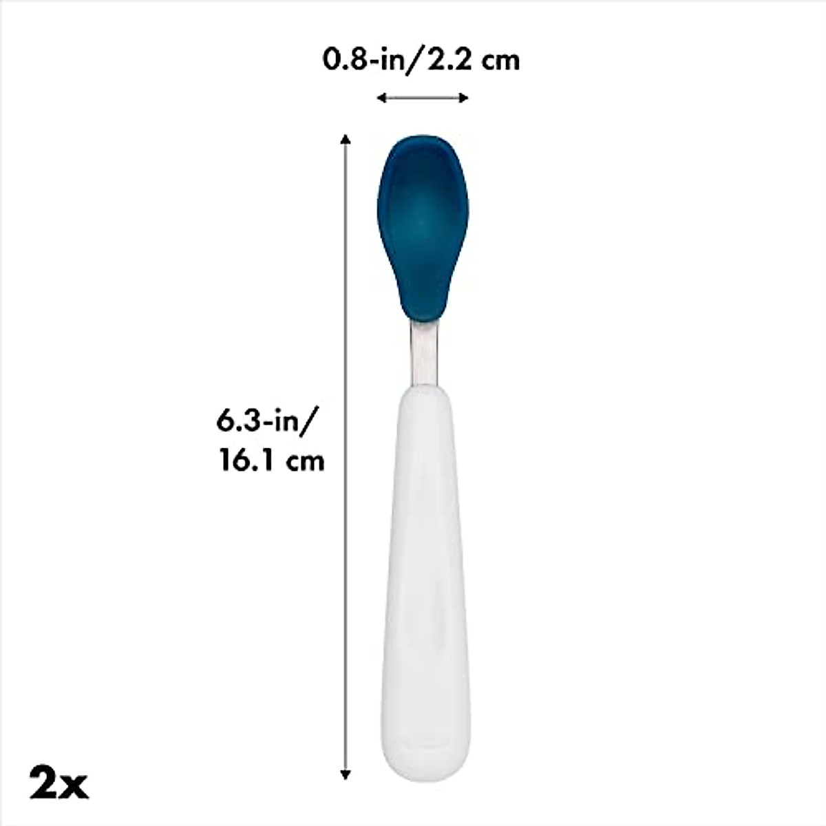 OXO Tot Feeding Spoon Set with Soft Silicone, Navy , 2 Count (Pack of 1)