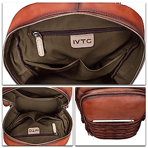 Genuine Leather Backpack for Men Vintage Handmade High Capacity Rucksack Casual Daypack Laptop Knapsack (Coffee)