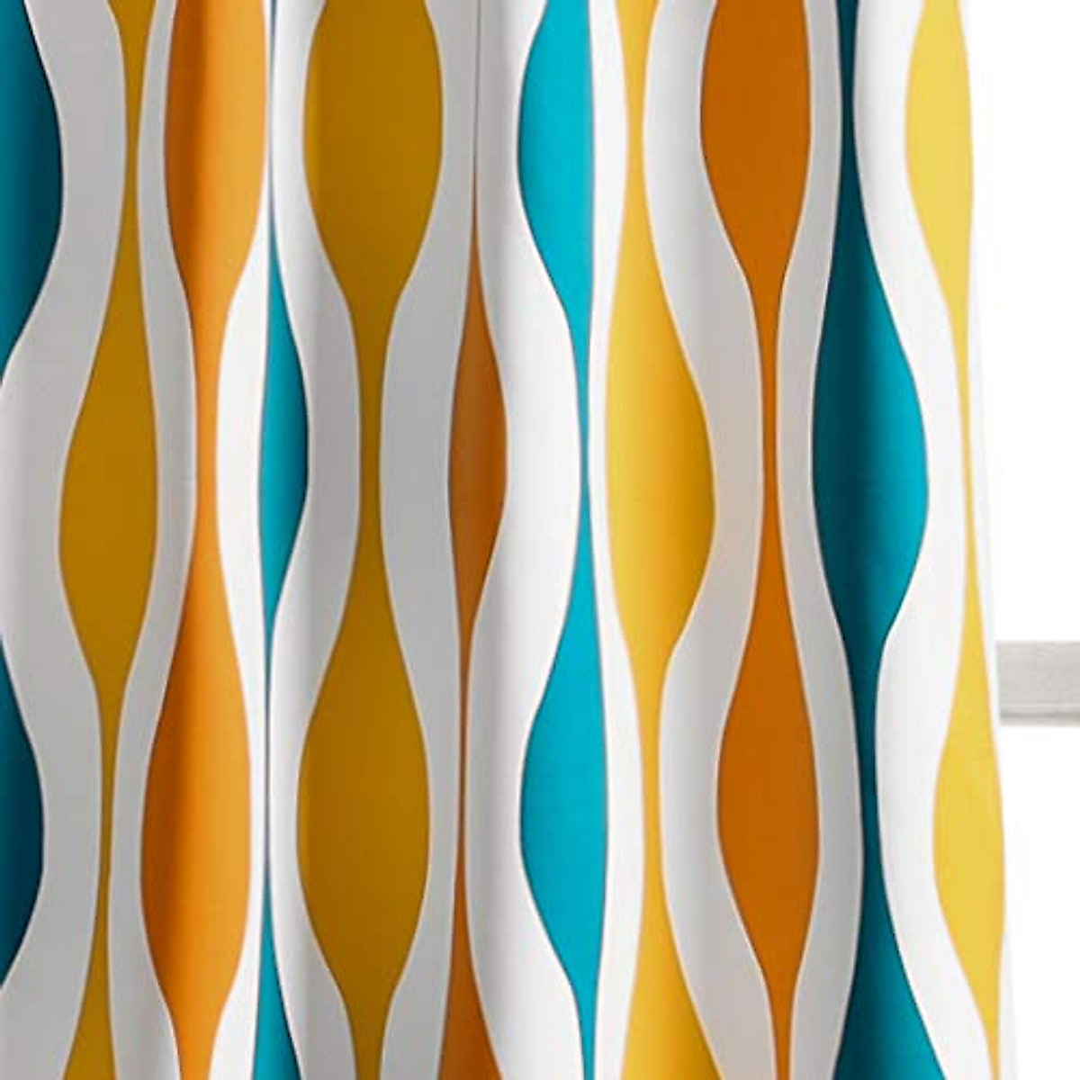 Lush Decor Mid Century Geo Room Darkening Window Curtain Panel Pair, 52" W x 84" L, Turquoise & Orange