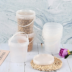 Innouse 10 Packs Clear Plastic Food Storage Containers, 0.8 L Round Ice Cream Bucket with Lid