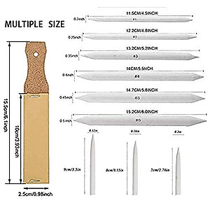 12 PCS Blending Stumps and Tortillions Paper Art Blenders with Sandpaper Pencil Sharpener Pointer for Student Artist Charcoal Sketch Drawing Tools