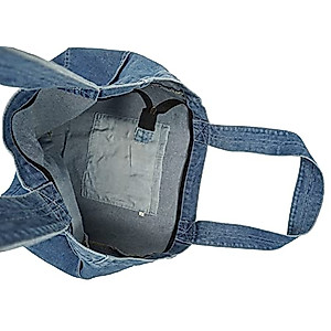 YunZh Denim Tote Bag Casual Style Lightweight Classic Retro Travel Shopper Shoulder Handbag