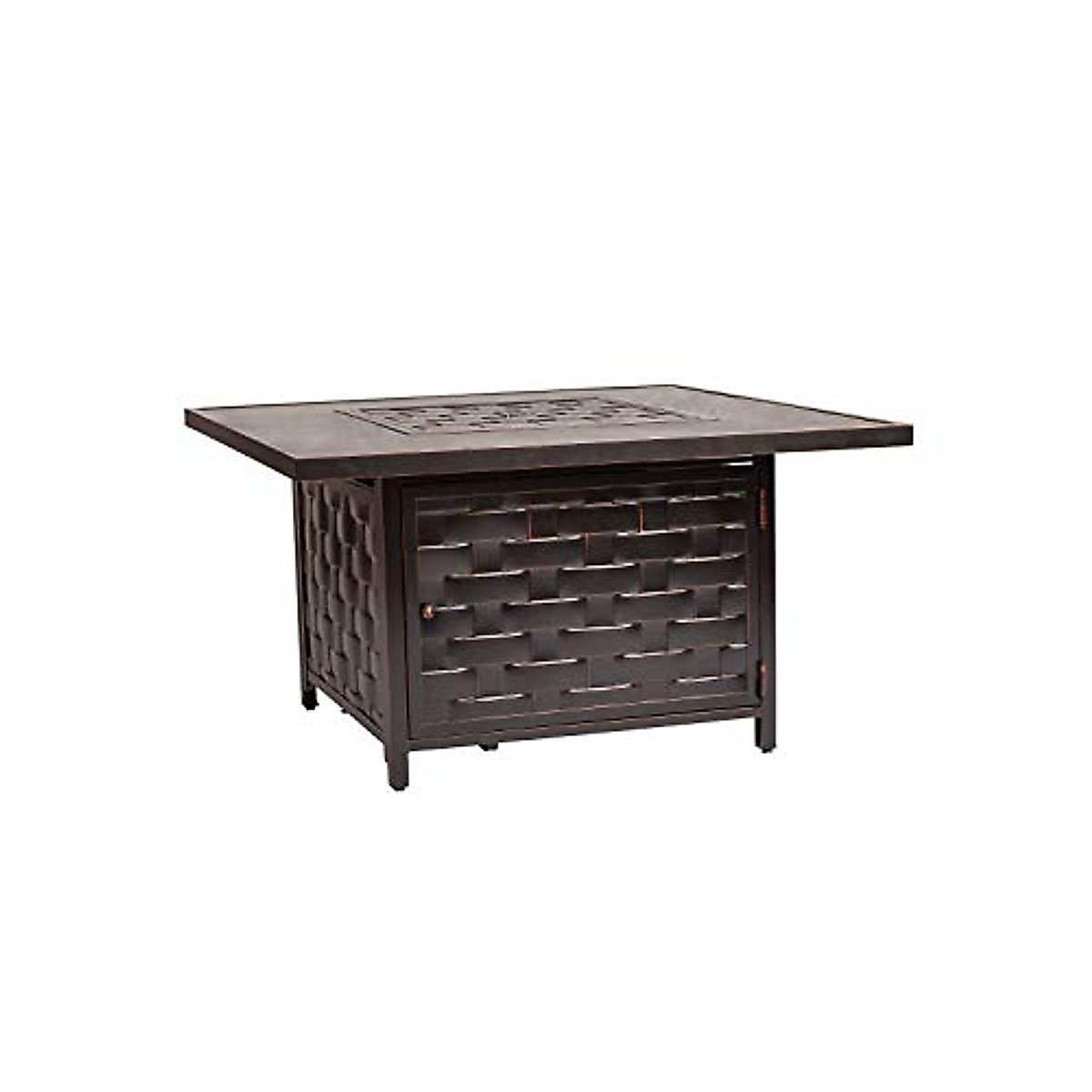 Fire Sense 62572 Armstrong Aluminum Convertible Gas Fire Pit Table 55,000 BTU Outdoor Multi-Functional Fire Pit with Fire Bowl Lid, Nylon Weather Cover & Clear Fire Glass - Bronze Finish - Square