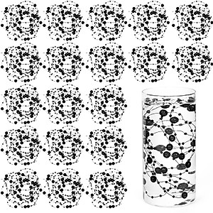 DOMESTAR 20PCS Black Candle Floating Vase Fillers, Floating Pearl Beads Strings Faux Pearls Beads and 4,000PCS Water Gel Beads, Vase Fillers No Hole Vase Pearls for Centerpiece