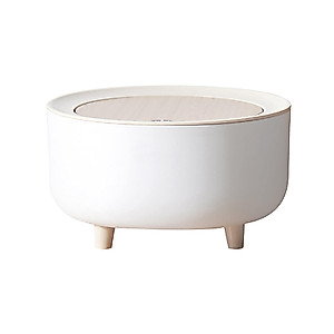 LVOERTUIG Desktop Trash Can with Lid,2L Press-Type Mini Trash Can,Portable Desk Rubbish Bin Bed Office Trash Can Waste Basket Compact Covered Closable Trash Bin(White)