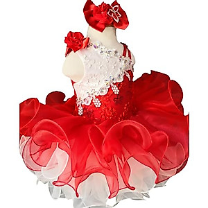 Jenniferwu G124 Infant Toddler Baby Newborn Little Girl's Pageant Party Birthday Dress RED Size 3T