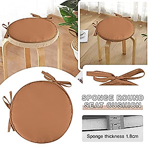 Indoor Outdoor Round Chair Cushions Set of 2, Home Fashions Outdoor Round Reversible Seat Cushion, Non Slip Circle Stool Chair Pads with Ties, Garden Patio Home Kitchen Furniture (Brown, 15inch*2Pcs)