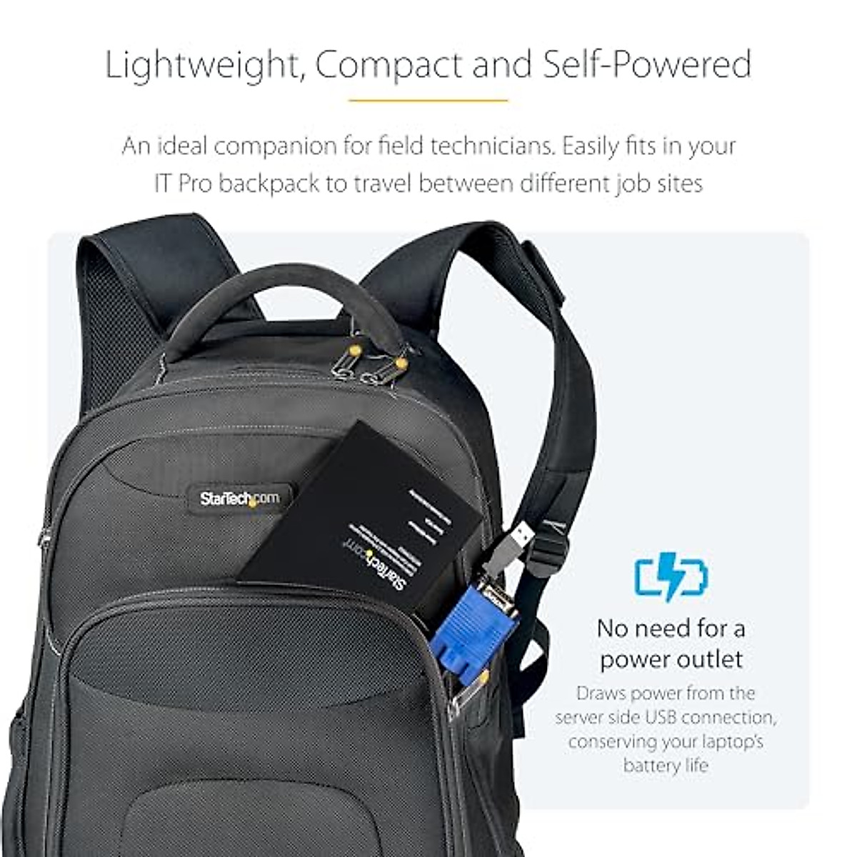StarTech.com Portable Laptop Crash Cart Adapter, USB/VGA KVM Console, File Transfer & Video Capture, Windows/Linux/MacOS, TAA