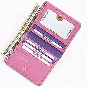 Scarlette Lafleur Womens Wallet with Rfid Wallet Women can be Secure Genuine Leather Ladies Wallet Wristlet Girls Wallet Pink Purple Bifold Women's Wallets Compact Id Card Holder