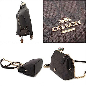 COACH Women's Nora Kisslock Crossbody (Signature Canvas - Glitter - Brown/Black)