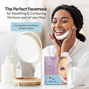 V Shaped Slimming Face Mask Double Chin Reducer V Line Lifting Mask Neck Lift Tape Face Slimmer Patch Chin Strap For Women Jawline Sculptor For Firming and Tightening Skin 5 and 10 Masks Bundle