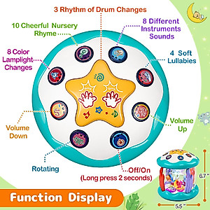 Baby Toys 6 to 12 Months Animal Rotating Light Up Toys for 1 Year Old Boy Musical Toys for Toddlers 1-3 Tummy Time Toys for 3 6 8 9 10 12 18 Months Infant Birthday Xmas Gift for 1 Year Old Boys Girls