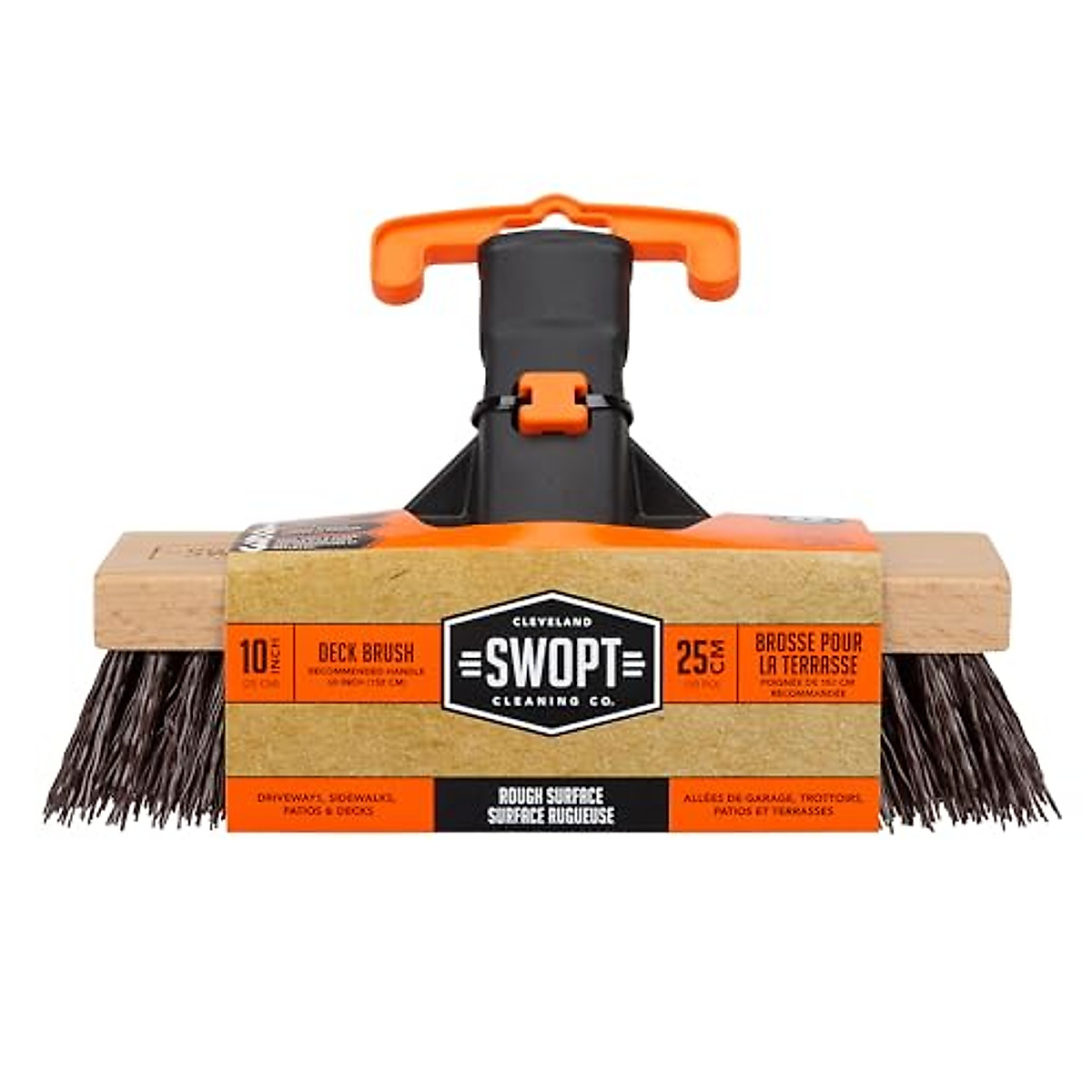 SWOPT 10” Premium Rough Surface Scrub Brush Head — Deck Brush for Rough and Textured Surfaces, Cleaning Head Interchangeable with All SWOPT Cleaning Products for More Efficient Cleaning and Storage