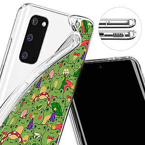 Cavka Phone Case Compatible with Samsung Galaxy A73 A72 5G A71 A54 A52 A42 A34 A32 A14 A11 TPU Bumper Froggies Adorable Shockproof Silicone Clear Durable Froggy Transparent Green Cute Kawaii Frogs