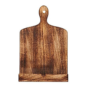 Valentines Day Gifts Wooden Cookbook Stand Recipie Book Holder for Cooking Cook Book Stand Chopping Board Style Foldable Easel for Kitchen Ipad Tablet (Brown)