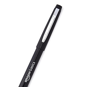 Amazon Basics Felt Tip Marker Pens - Medium Point, Black, 24-Pack