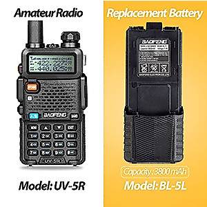 Baofeng UV-5R Two Way Radio with 3800mAh Battery and Programming Cable and Radio Case