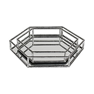 Kate and Laurel Felicia Modern Glam 2-Piece Nesting Metal Mirrored Decorative Accent Trays, Silver