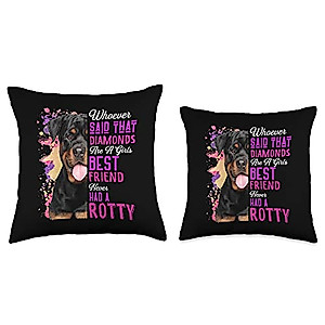 Lush Dog Gifts For Women Rottweilers are A Girls Best Friend Dog Mama Rotty Lover Mom Throw Pillow, 18x18, Multicolor