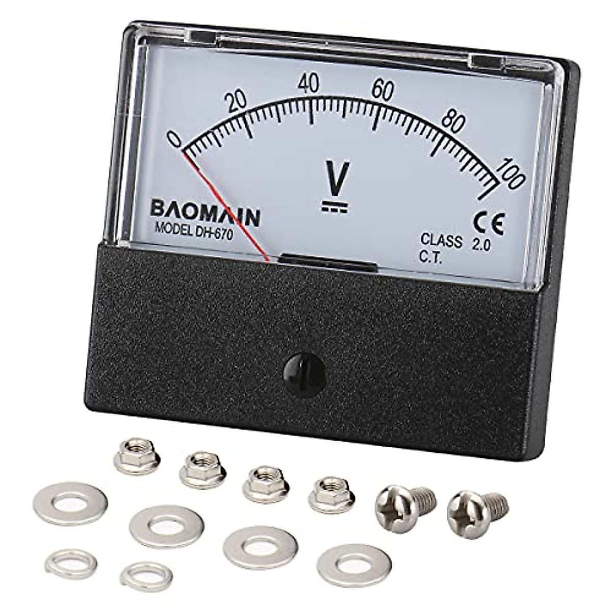 Baomain Voltmeter DH-670 DC 0-100V Rectangular Class 2.0 Analog Panel Volt Voltage Meter