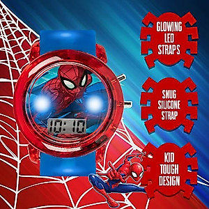 Accutime Kids Marvel Spider-Man Digital Quartz Plastic Watch for Boys & Girls with LCD Display Red/Blue (Model: SPD4464)
