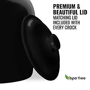 Geo Sports Porcelain Ceramic Crock Water Dispenser, Stainless Steel Faucet, Valve and Lid Included. Fits 3 to 5 Gallon Jugs. BPA (Solid Black)