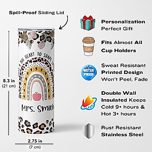Fleur&Bay Teacher Appreciation Gifts for Women - Personalized Teacher Tumbler With Straw - Daycare Preschool Birthday Back to School Gifts Ideas - Customized Cup With Name - Nutrition Facts Coffee Mug