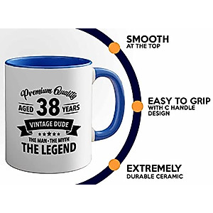Bubble Hugs 38 Birthday 2Tone Blue Mug 11oz - aged 38 years vintage dude - Turning 38 38th Birthday Born in 1985 Dirty Thirty Gifts Work Bestie
