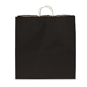 Black Paper Bags with Handles - 18x7x18.75 Inch 100 Pack Large Kraft Paper Shopping Bags with Durable Handles for Gifts, Birthdays, Events, Small Businesses, Retail Stores, Crafting, in Bulk
