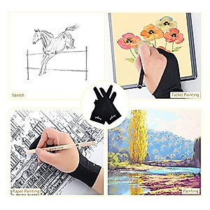SPBMY Digital Drawing Glove 2 Pack,Two-Finger Artist Glove for Drawing Tablet, Paper Sketching, iPad, Art Glove Suitable for Left and Right Hand, Black