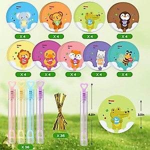 TOY Life 36 Bubbles Party Favors for Kids Mini Bubble Wands Bulk with Gift Cards Bubble Maker Kids Goodie Bag Stuffer for Classroom Wedding Birthday Party Decoration Easter Basket Stuffers for Kids