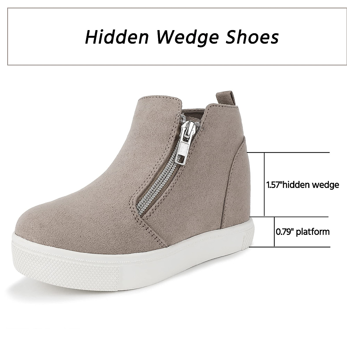 CCVON Girls Wedge Sneakers Kids Boots High Top Platform Shoes Littile Kids/Big Kids Color Taupe Size 2