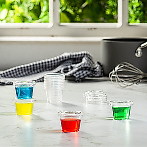 Comfy Package [200 Sets - 1 oz.] Plastic Disposable Portion Cups with Lids, Souffle Cups, Jello Cups