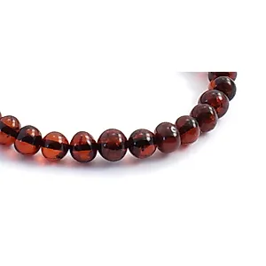 TipTopEco Baltic Amber Adult Stretch Bracelet for Men or Women - 7 Inches Long - Polished Cherry Beads