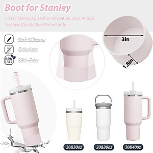 Stanley Cup Accessories Set Including 6 Pcs Silicone Spill Proof Stopper, 2 Pcs Straw Cover Cap for 9-10 mm Straws, 1 Pcs Silicone Boot for Stanley Cup Stanley 40oz & 30oz Tumbler (ROSE QUARTZ)