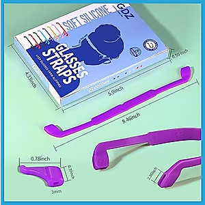 YGDZ Glasses Strap, 8 Pack Kids Eyeglasses Sunglasses String Strap Glasses Band Holder Eyewear Retainer, Silicone Elastic Sports Toddlers Glasses Strap with Ear Grip Hooks, 8 Colors