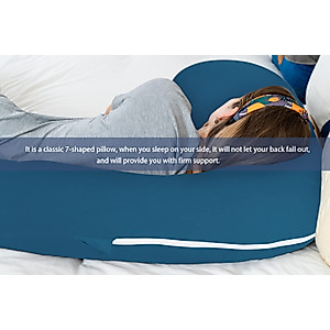 INSEN Pregnancy Pillows, L Shaped Full Body Maternity Pillow with Removable Cover, 57 Inch Pregnancy Pillows for Sleeping, Blue Jersey Cotton