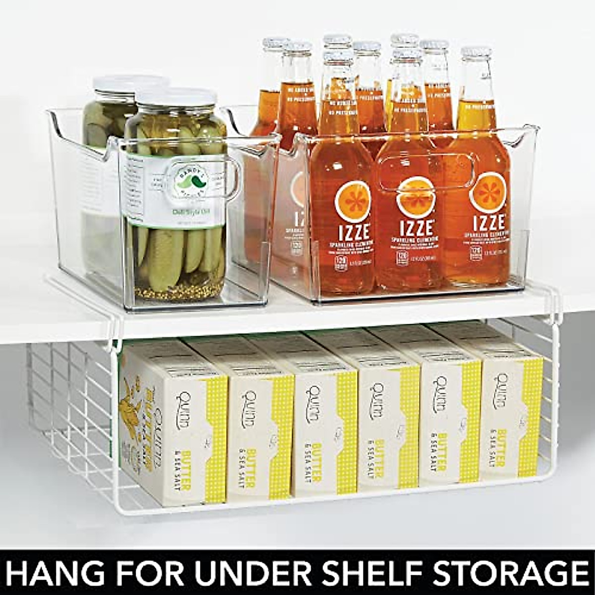 mDesign Modern Versatile Metal Closet, Cabinet Organizer Storage 2-Tier Shelf Divider and Separator for Bedrooms, Bathrooms, Entryways, Hallways, Kitchen Pantry, Office - Easy Install - White