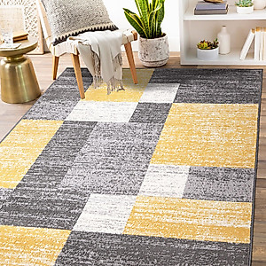 Rugshop Oslo Modern Geometric Boxes Area Rug 7'10" x 10' Yellow