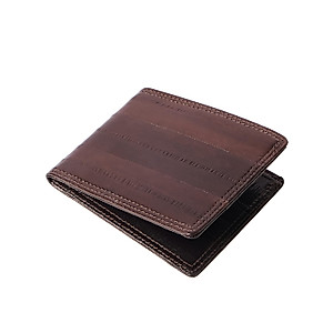 OROM EEL SKIN LEATHER SLIM WALLET (brown, 3.8" x 3.15")