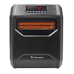 LifeSmart LifePro 1500 Watt High Power 3 Mode Programmable Space Heater with 6 Quartz Infrared Element, Remote, and Digital Display, Black