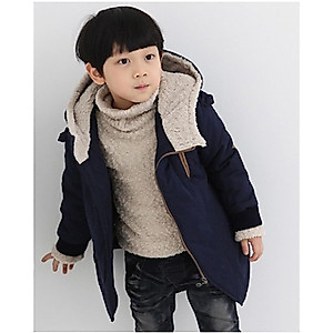 EISHOW Clearance Kids Boys Warm Thick Jackets Hooded Cotton Fleece Parka Coat Children Winter Zipper Outerwear (Navy, 4-5 years)