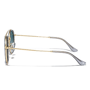 MERRY'S Retro Round Polarized Sunglasses - Unisex Double Bridge Sun Glasses