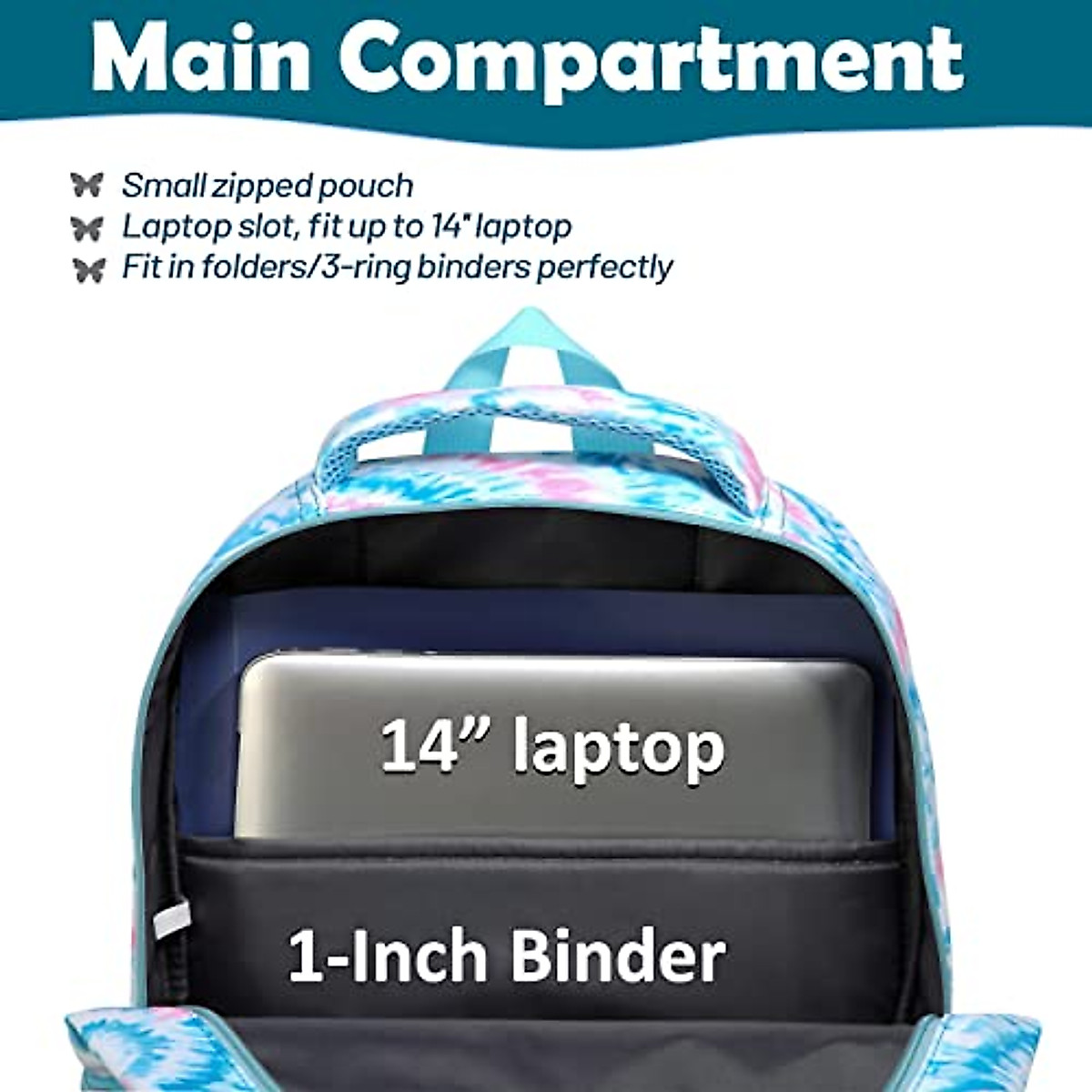 BLUEFAIRY Tie Dye Backpack for Girls Kids Primary Bookbags for Teens Elementary Middle School Bags Blue Spiral Print Adorable Travel Gifts Age 5-9 Mochila para Niños 17 Inch