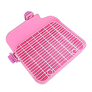 POPETPOP Rabbit Litter Box Plastic Small Animal Litter Potty Trainer Corner Box Pet Training Toilet for Hamster Gerbil Bunny Chinchilla Guinea Pig Ferret Pink